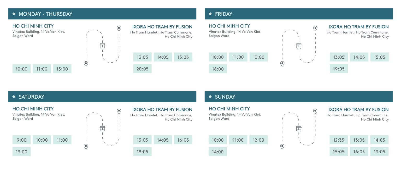 SHUTTLE BUS SCHEDULE | Ixora Ho Tram By Fusion